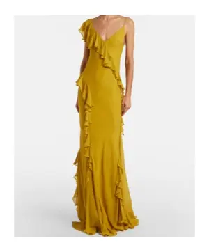 DE LA VALI Mayara Ruffled Georgette Gown