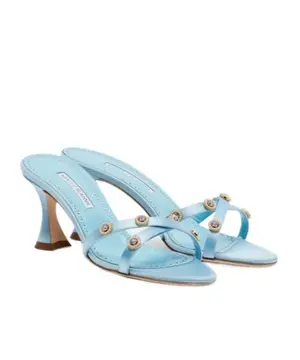 Manolo Blahnik Satin Crystal Embellished High Heel Sandals