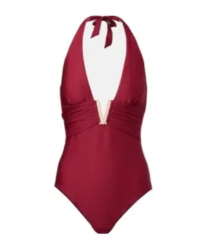 Heidi Klein Cassis Halterneck Ruched Swimsuit - Red
