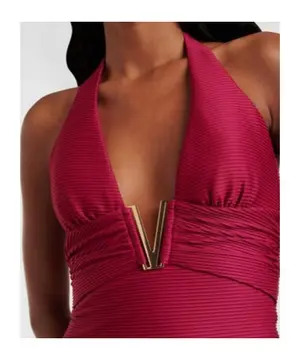 Heidi Klein Cassis Halterneck Ruched Swimsuit