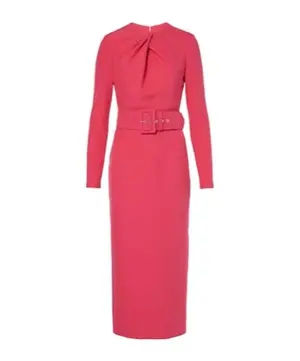 SAFIYAA LONDON Belted Midi Dress - Red