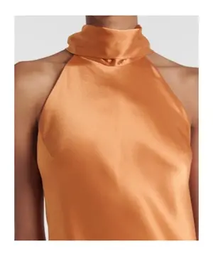 Galvan Sienna Halterneck Satin Midi Dress