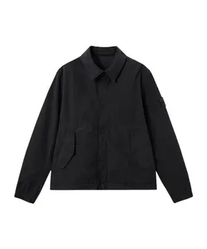 Stone Island Logo Patch Buttoned Jacket - Black