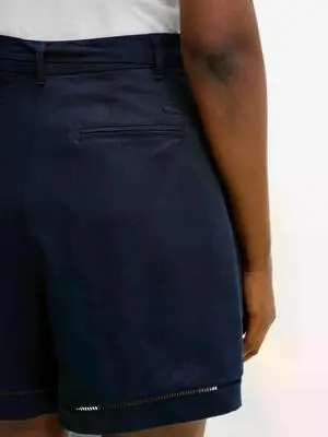 Lacoste Belted Pleated Shorts With Tonal Logo Embroidery