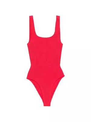 Hunza G Coverage Crinkle-effect Square-neck Swimsuit - Red