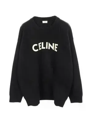 Celine Rib Knit Logo Print Oversized Sweater