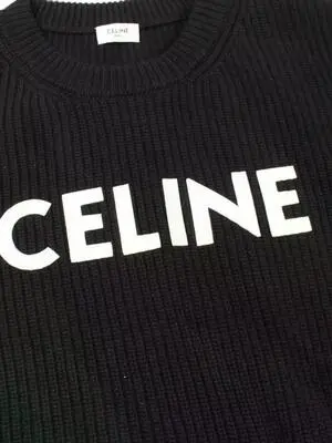 Celine Rib Knit Logo Print Oversized Sweater