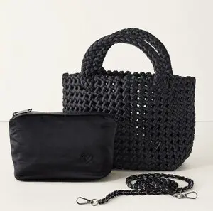 PRENELOVE Cambridge Small Woven Hand-knotted Tote - Black