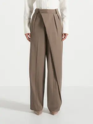 Manière De Voir Colette Draped Wrap Front Pleated Wide-leg Trousers