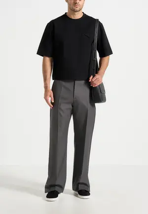 Manière De Voir Boris Wide Leg Tailored Trousers With Button Cuff