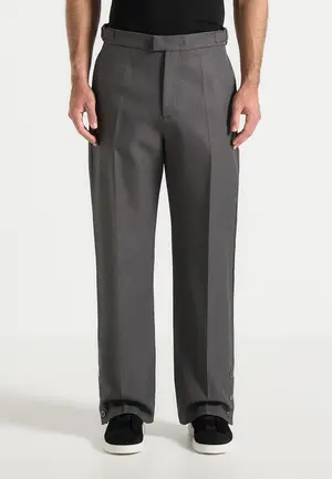 Manière De Voir Boris Wide Leg Tailored Trousers With Button Cuff