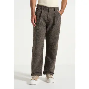Manière De Voir Manière De Voir Textured Bouclé Pleated Relaxed Fit Jeans Brown