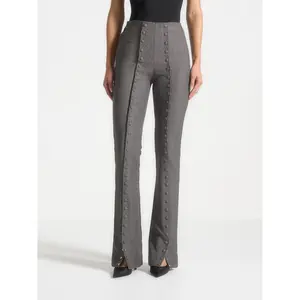 Manière De Voir Therese Tailored Button Detail Flared Trousers - Dark Grey