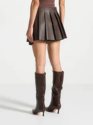 Manière De Voir Maniere De Voir Vegan Leather Pleated Skort