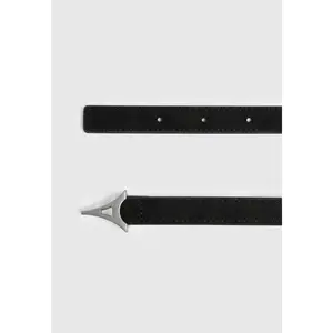 Manière De Voir Maniere De Voir Leonie Slim Suede Belt With Gold Hardware - Black