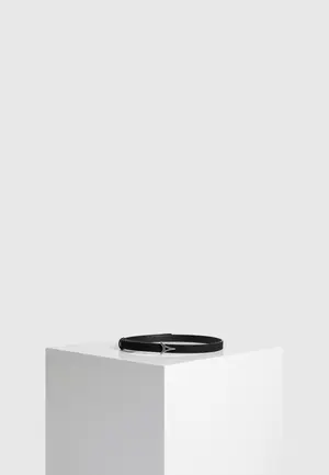 Manière De Voir Maniere De Voir Leonie Slim Suede Belt With Gold Hardware - Black