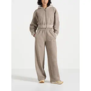Manière De Voir Two-tone Relaxed Zip Through Hoodie - Beige