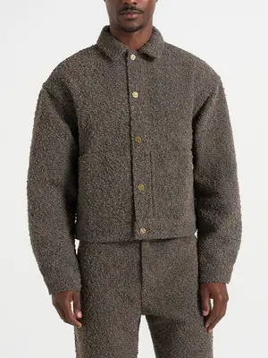 Manière De Voir Maniere De Voir Textured Boucle Cropped Jacket With Back Detail - Brown