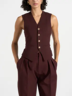 Manière De Voir Manière De Voir Christine Structured Cinch Waistcoat Wine Red