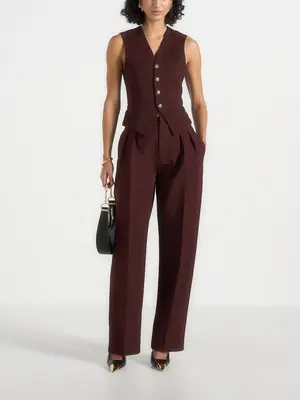 Manière De Voir Christine Structured Cinch Waistcoat - Wine Red