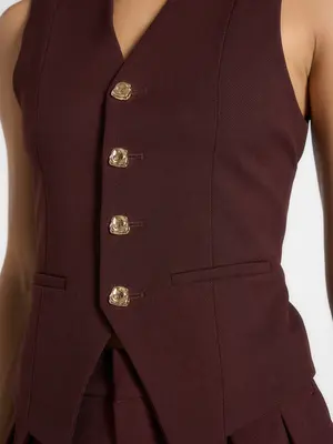 Manière De Voir Christine Structured Cinch Waistcoat - Wine Red
