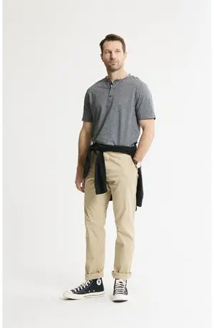JACHS Luxe Knit Short Sleeve Henley Shirt - Black