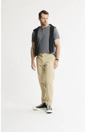 JACHS Cotton Silk Blend Stretch Chino Pants - Khaki
