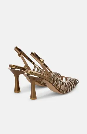 ALMA EN PENA Metallic Grilled Pumps - Bronze