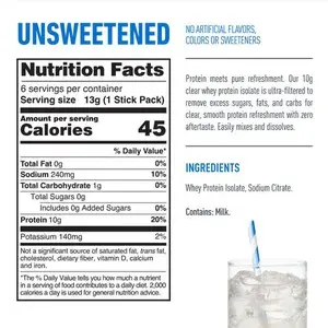 ISOPURE Clear Protein With Electrolytes, Unsweetened Stick Pack