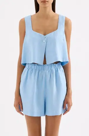 Nude Lucy Theo Linen Cropped Top