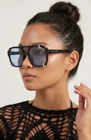 FIFTH & NINTH Darcy Aviator Sunglasses With Stud Embellishments - Black