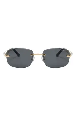 FIFTH & NINTH Perla Rectangular Rimless Sunglasses - Black/black