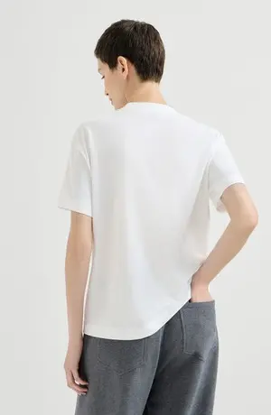 Brunello Cucinelli Cotton Jersey T-shirt With Shiny Tab - White