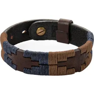 PAMPEANO Jefe Leather Bracelet - Brown/navy/brown