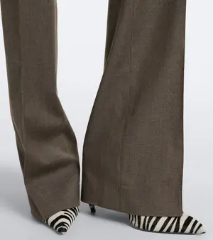 Attico Low-rise Flared Wool-blend Pants