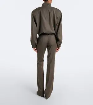 Attico Low-rise Flared Wool-blend Pants