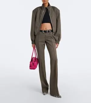 Attico Low-rise Flared Wool-blend Pants