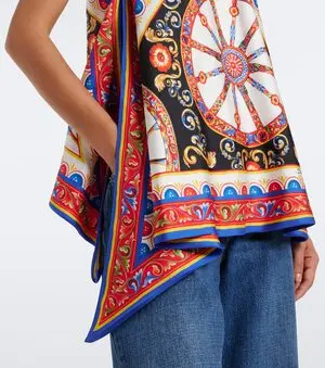 Dolce & Gabbana Carretto Silk Twill Halterneck Top - Multicoloured