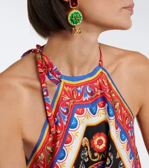 Dolce & Gabbana Carretto Silk Twill Halterneck Top - Multicoloured