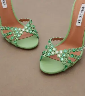 AQUAZZURA Tequila Embellished Leather Sandals