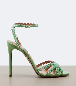 AQUAZZURA Tequila Embellished Leather Sandals
