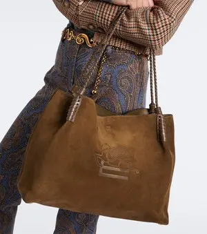 Etro Large Suede Tote Bag - Green