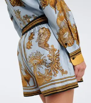 La DoubleJ Pull-on Printed Silk Twill Shorts