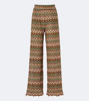 La DoubleJ Embroidered Cotton-blend Palazzo Pants