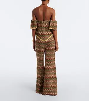 La DoubleJ Embroidered Cotton-blend Palazzo Pants