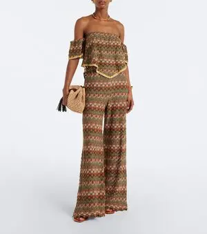 La DoubleJ Embroidered Cotton-blend Palazzo Pants