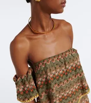 La DoubleJ Sand Dollar Embroidered Cotton-blend Top