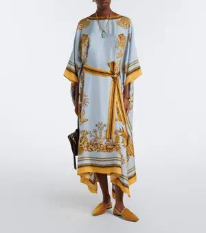 La DoubleJ Square Printed Silk Twill Kaftan