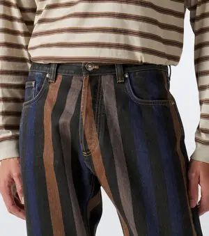 Versace Striped Straight Leg Jeans