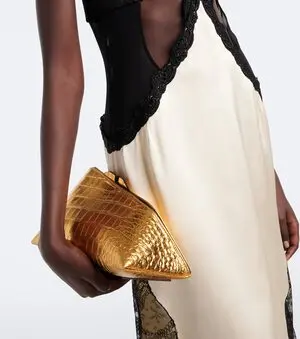 Attico Small Croc-effect Leather Clutch